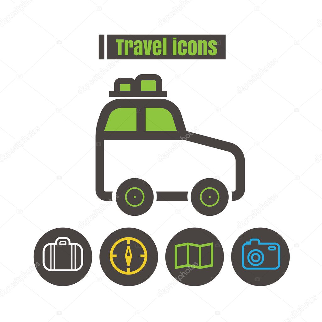 Icons travel colour Car vector on white background Stock Vector Image ...