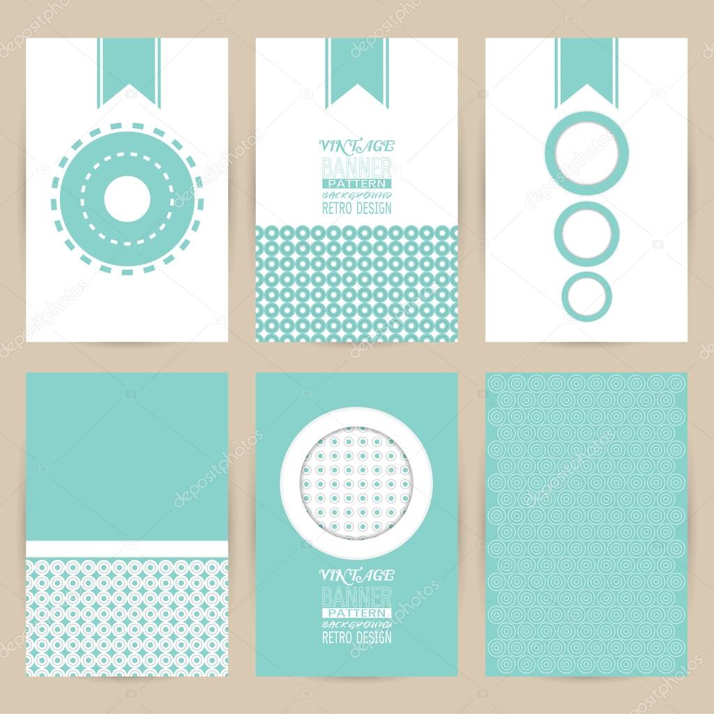 Vector blue set of Vintage pattern background banner retro broch Stock ...