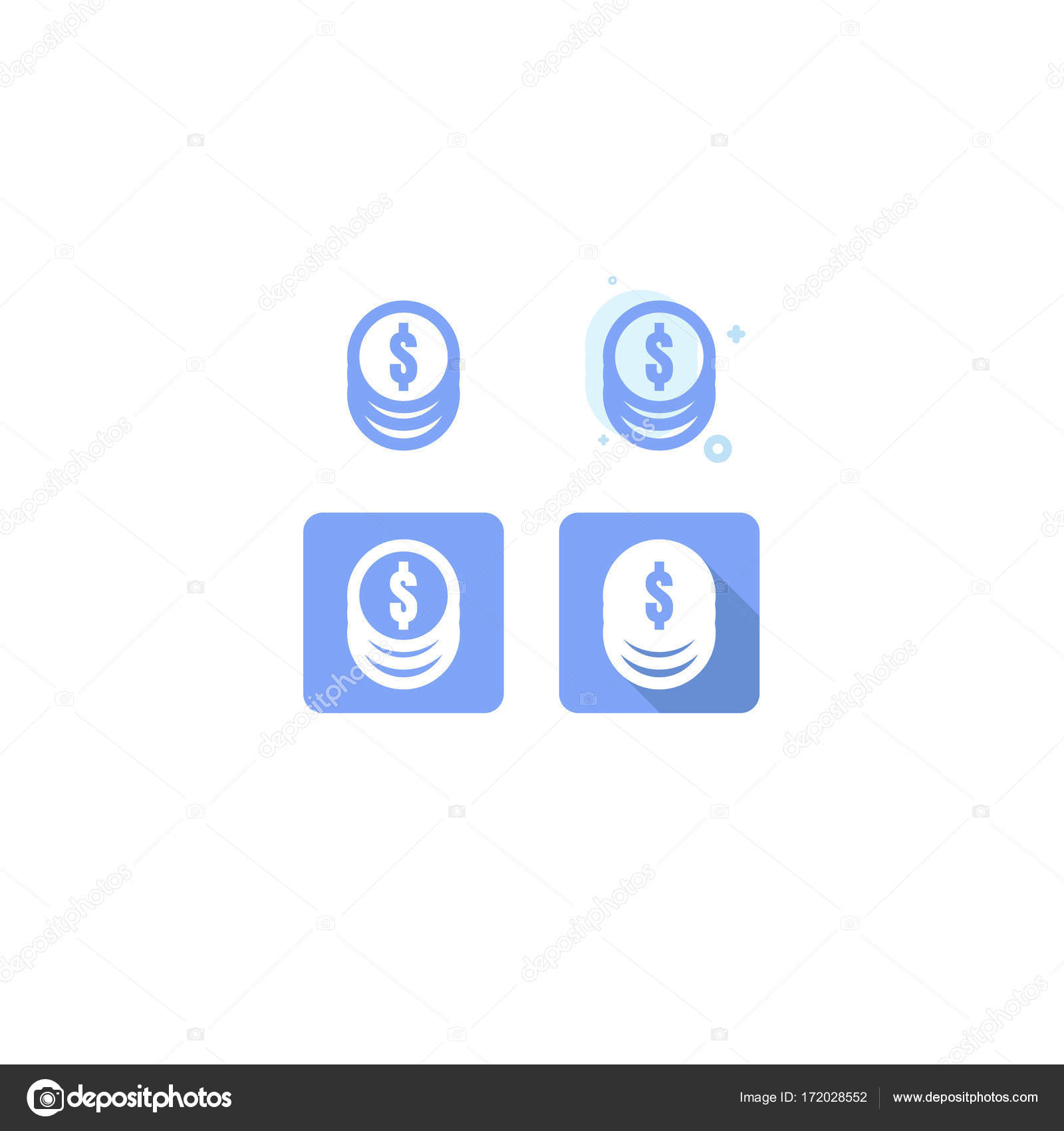 Coin blue icon set design. on white background. vector illustrat Stock ...