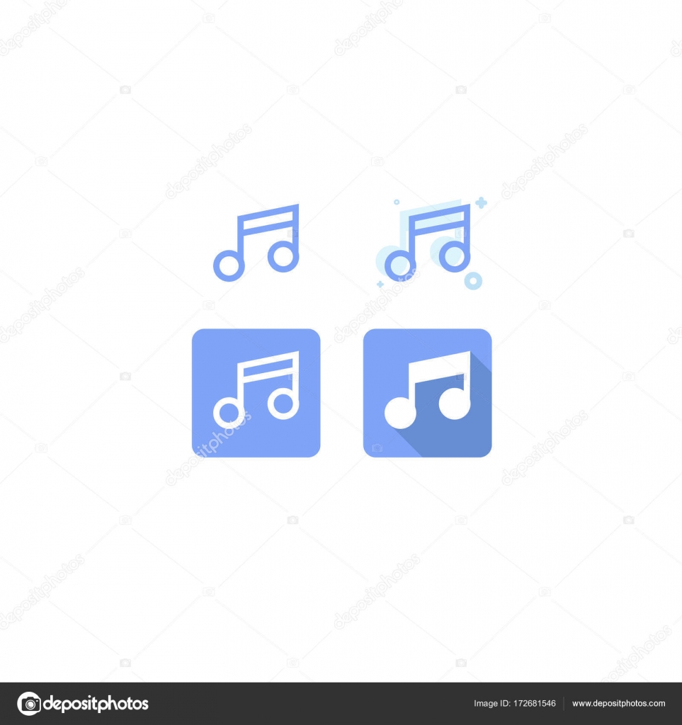 Music note blue icon on white background. logo. web. Symbols. ve Stock ...