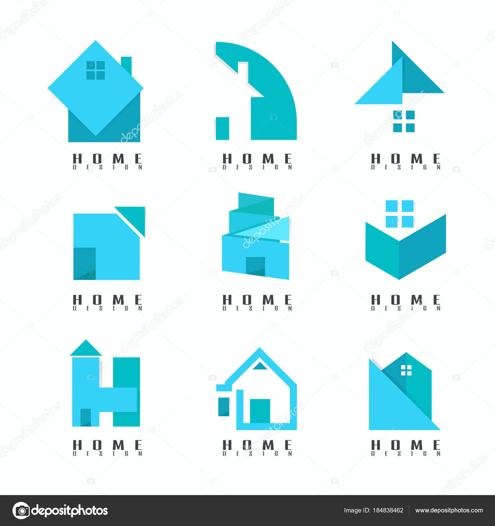 Logo Modern home blue Collection. Creative. Abstract. symbol. ve Stock ...