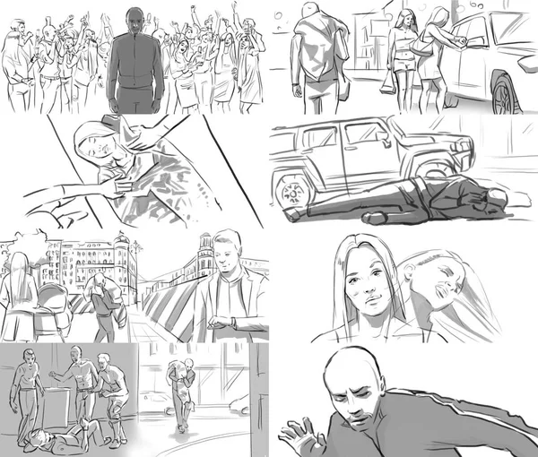 Horror storyboard with a woman Stock Illustration by ©skmp #132393608