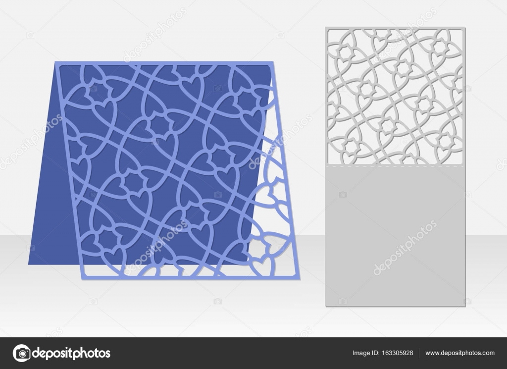 Greeting card laser cutting. Silhouette design. Pattern. Stock Vector ...