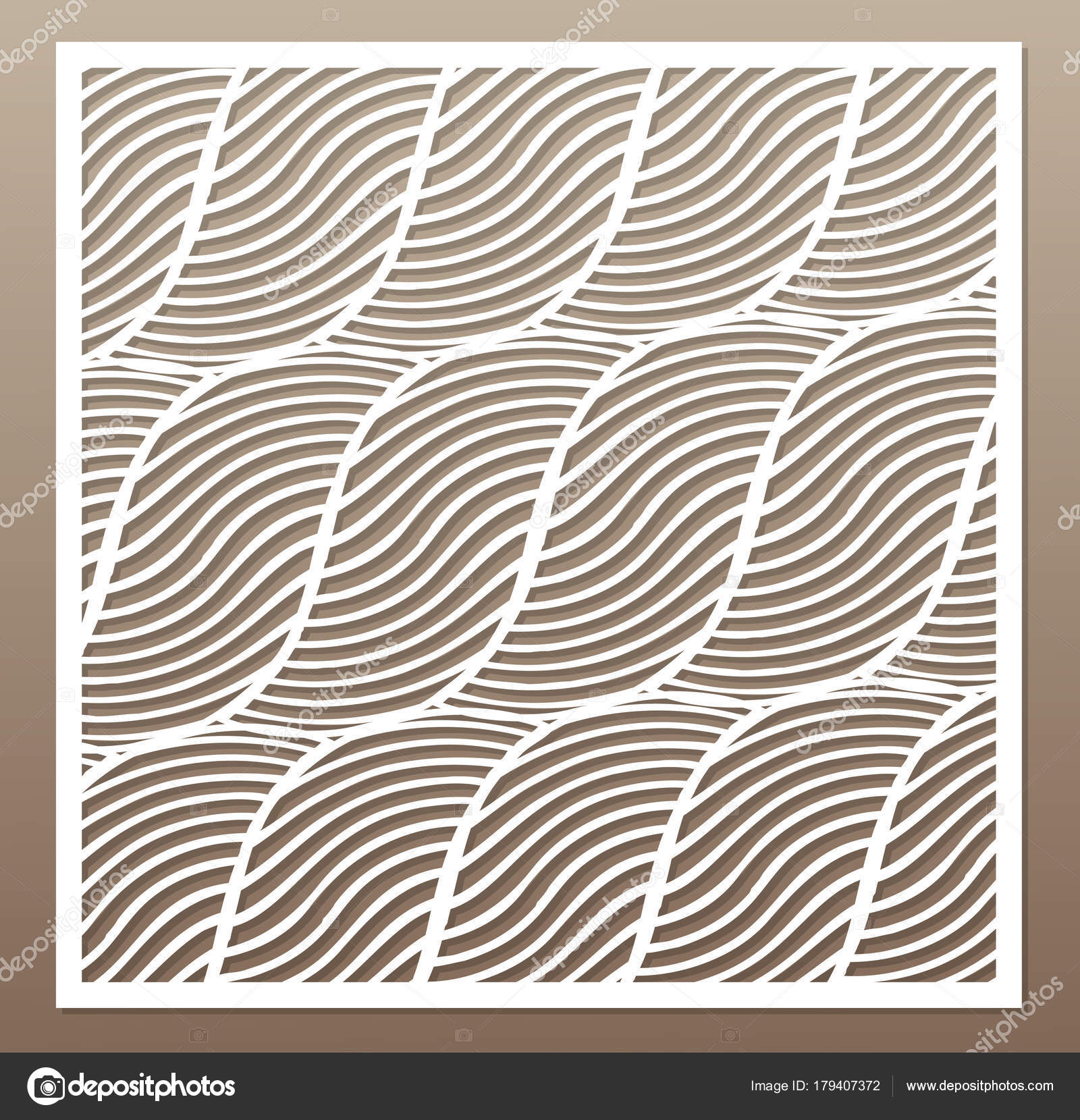 Decorative card for cutting. Rope, squiggly line pattern. Laser cut ...