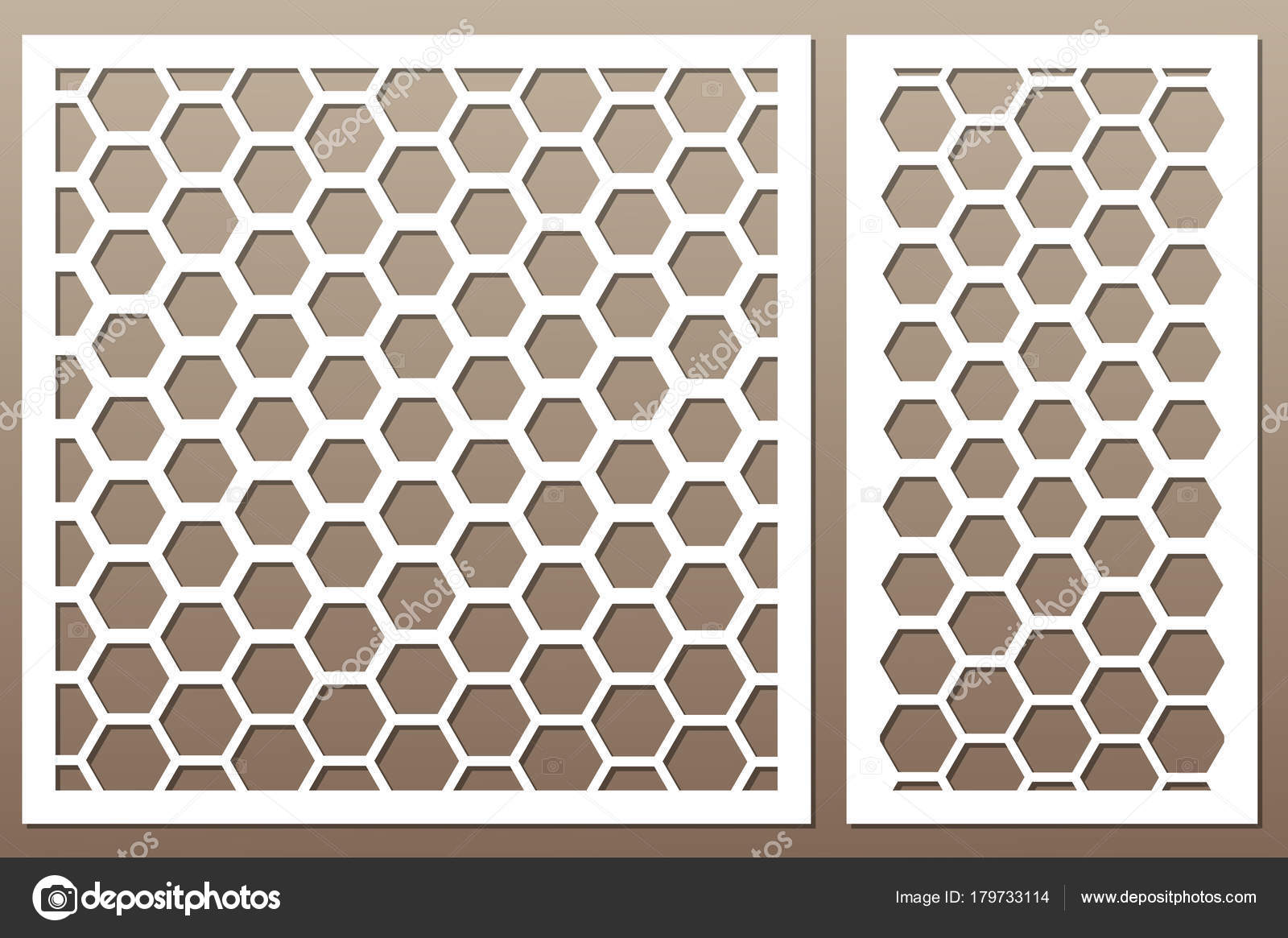 Set decorative card for cutting. Pentagon grid pattern. Laser cut ...