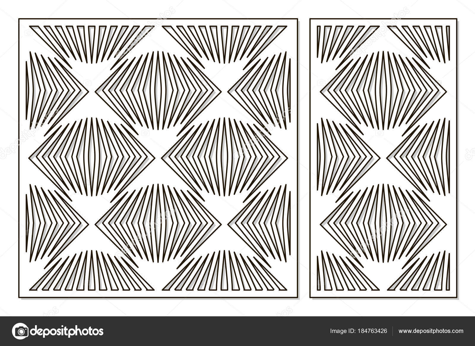 Template for cutting. Square line, geometric pattern. Laser cut. Set ...