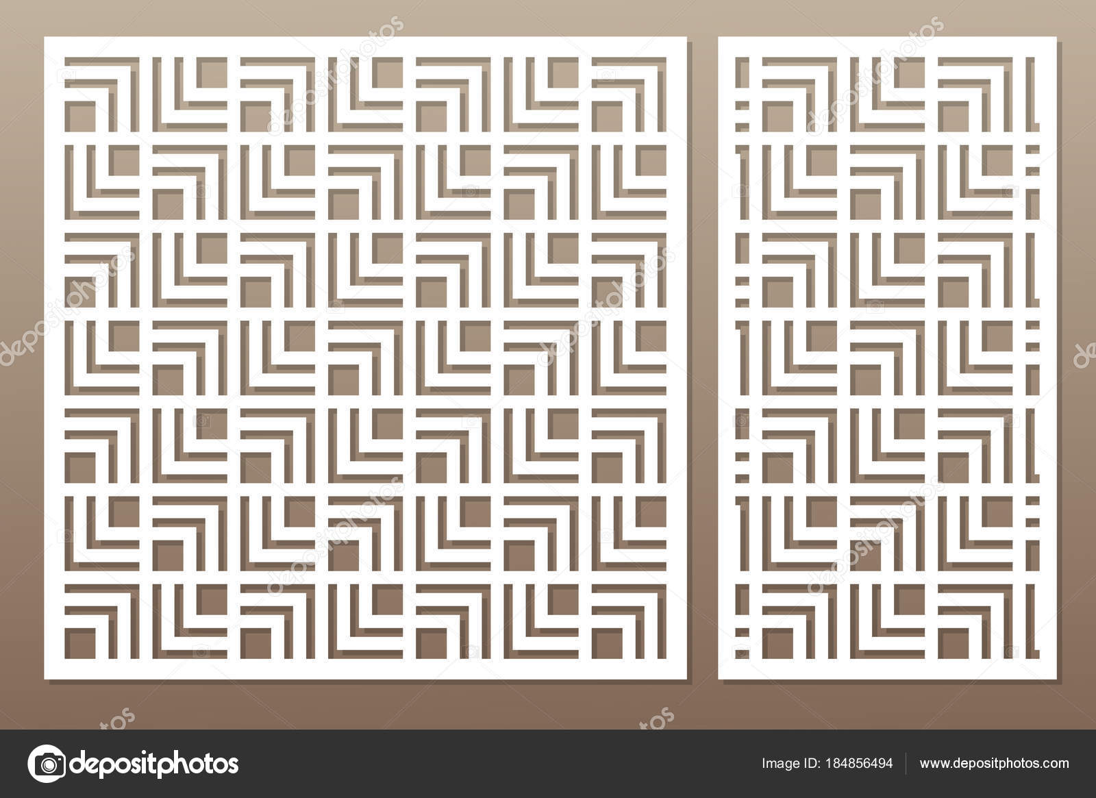 Template for cutting. Geometric line, square pattern. Laser cut. Set ...