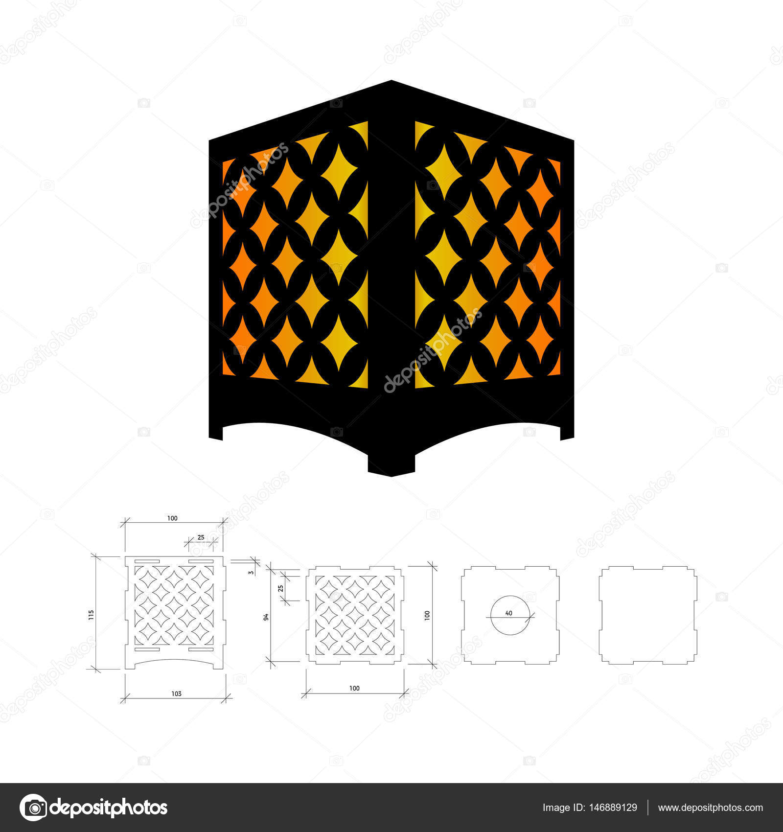 Cut out template for lamp Stock Vector Image by ©midonova.tamara #146889129