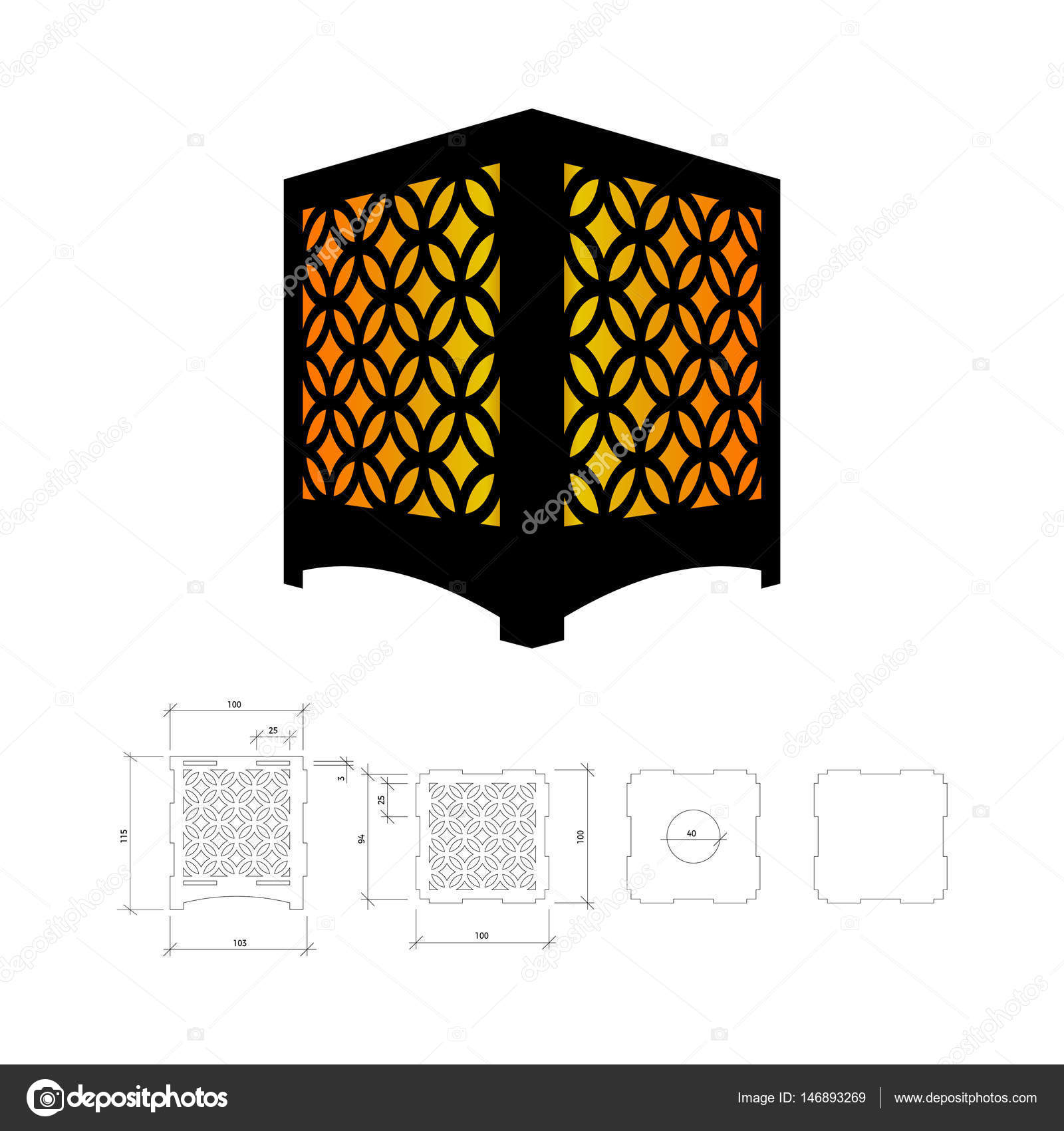 Cut out template for lamp Stock Vector Image by ©midonova.tamara #146893269