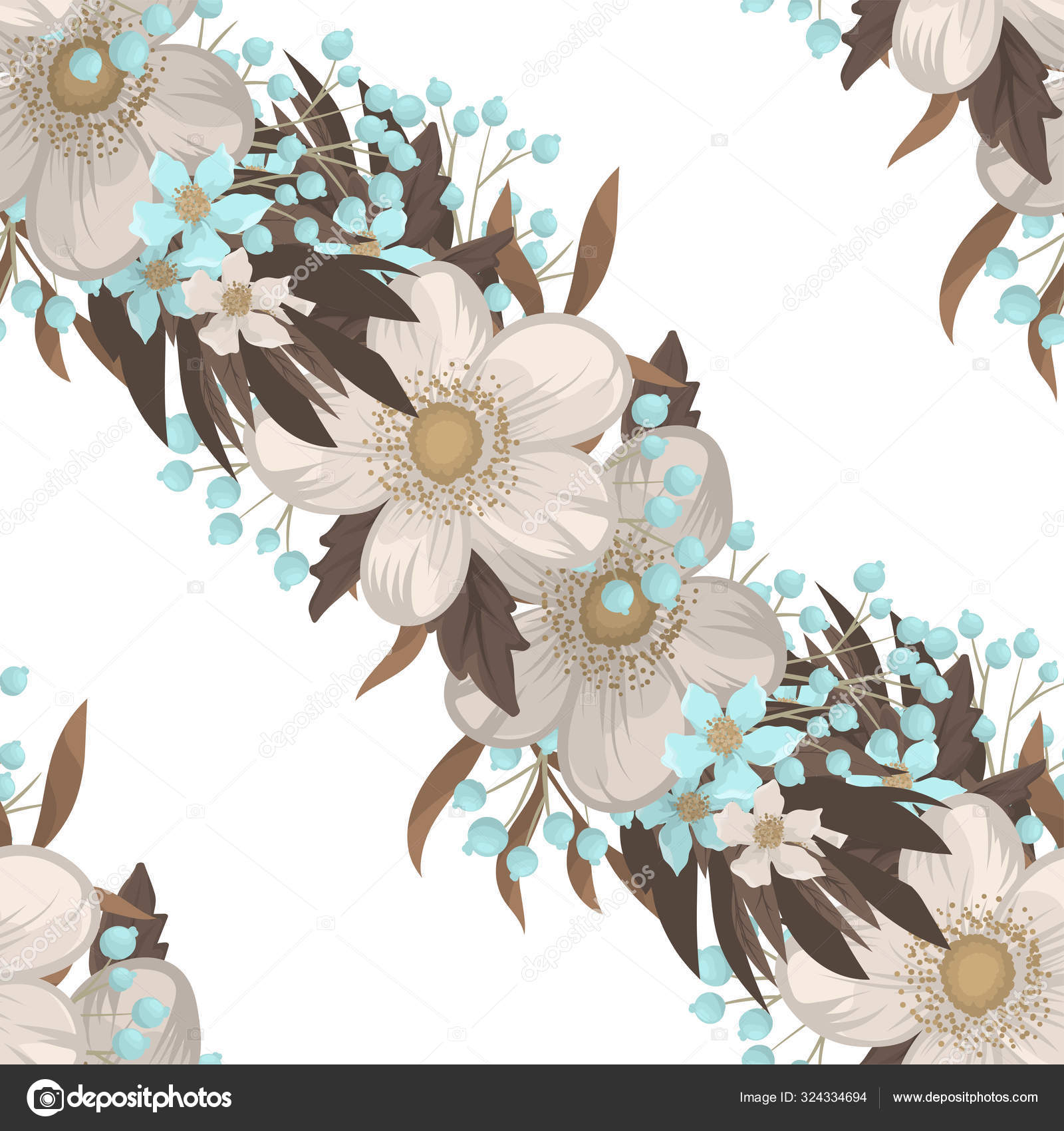 White Flower Background Seamless Pattern Stock Vector Image by ©Doodle ...