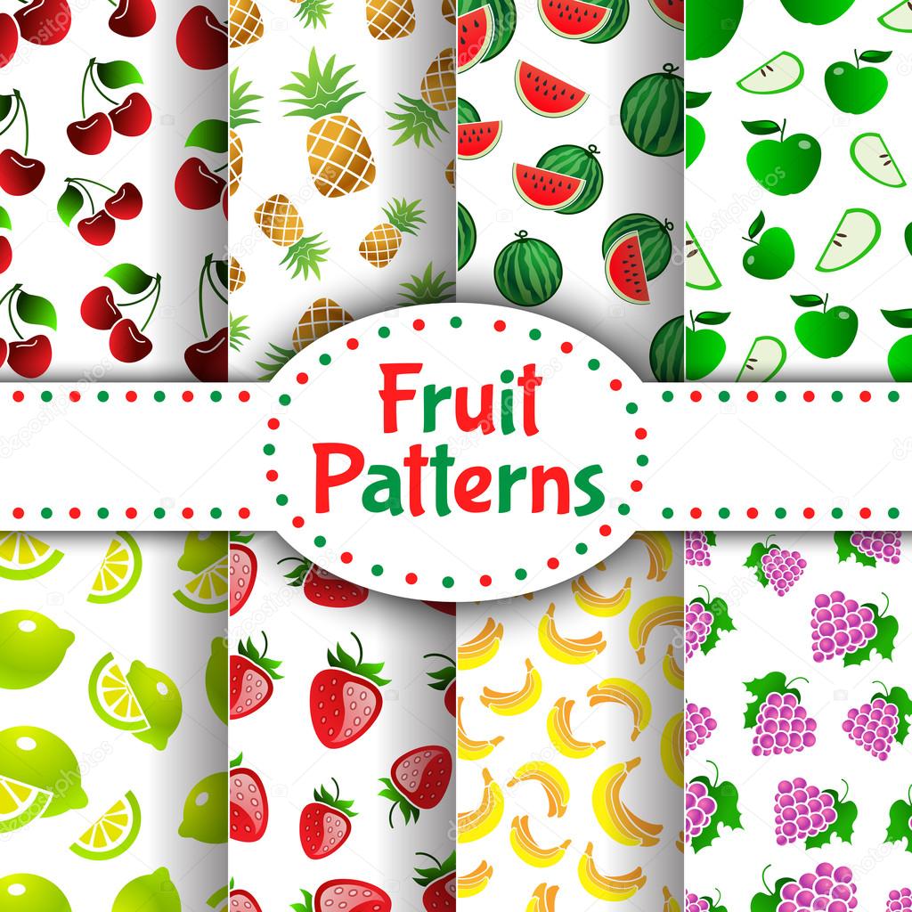 Fruit patterns set on white background — Stock Vector © bananUlya ...