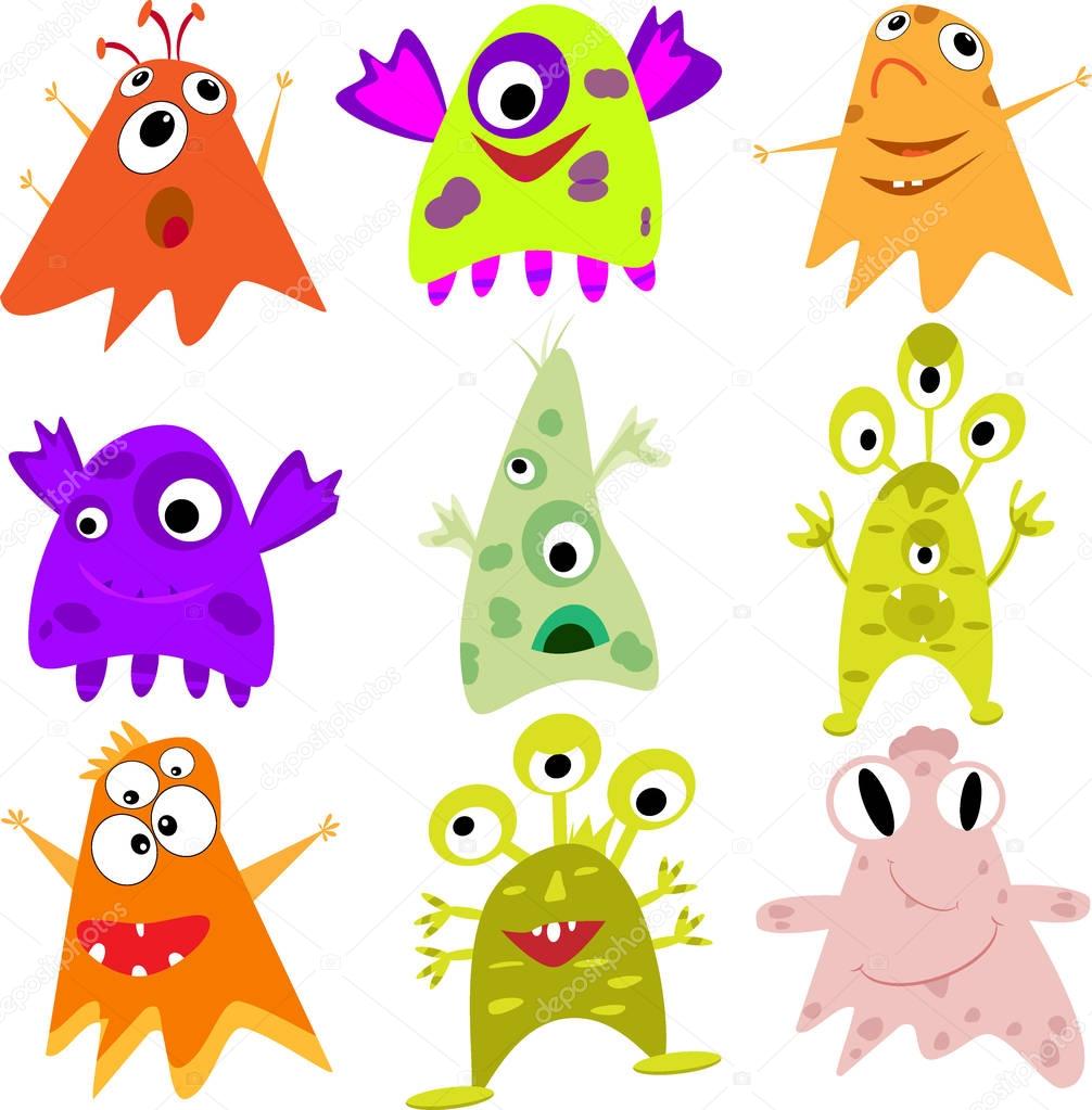 Monstruos lindos. Una colecci n de dibujos animados para ni os. Brillante fabulosas criaturas ...