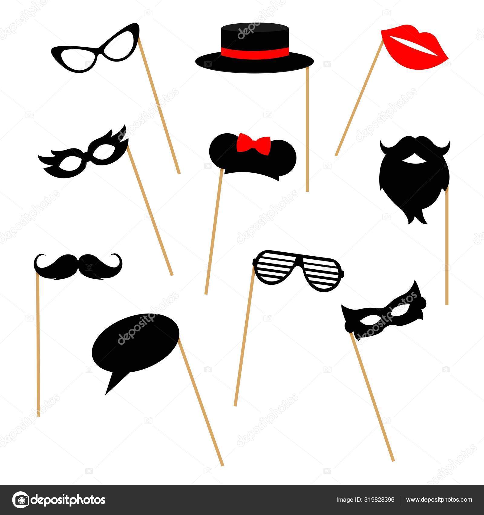 Photo Booth Props Collection Party Mask Mustache Beard Glasses Hat ...