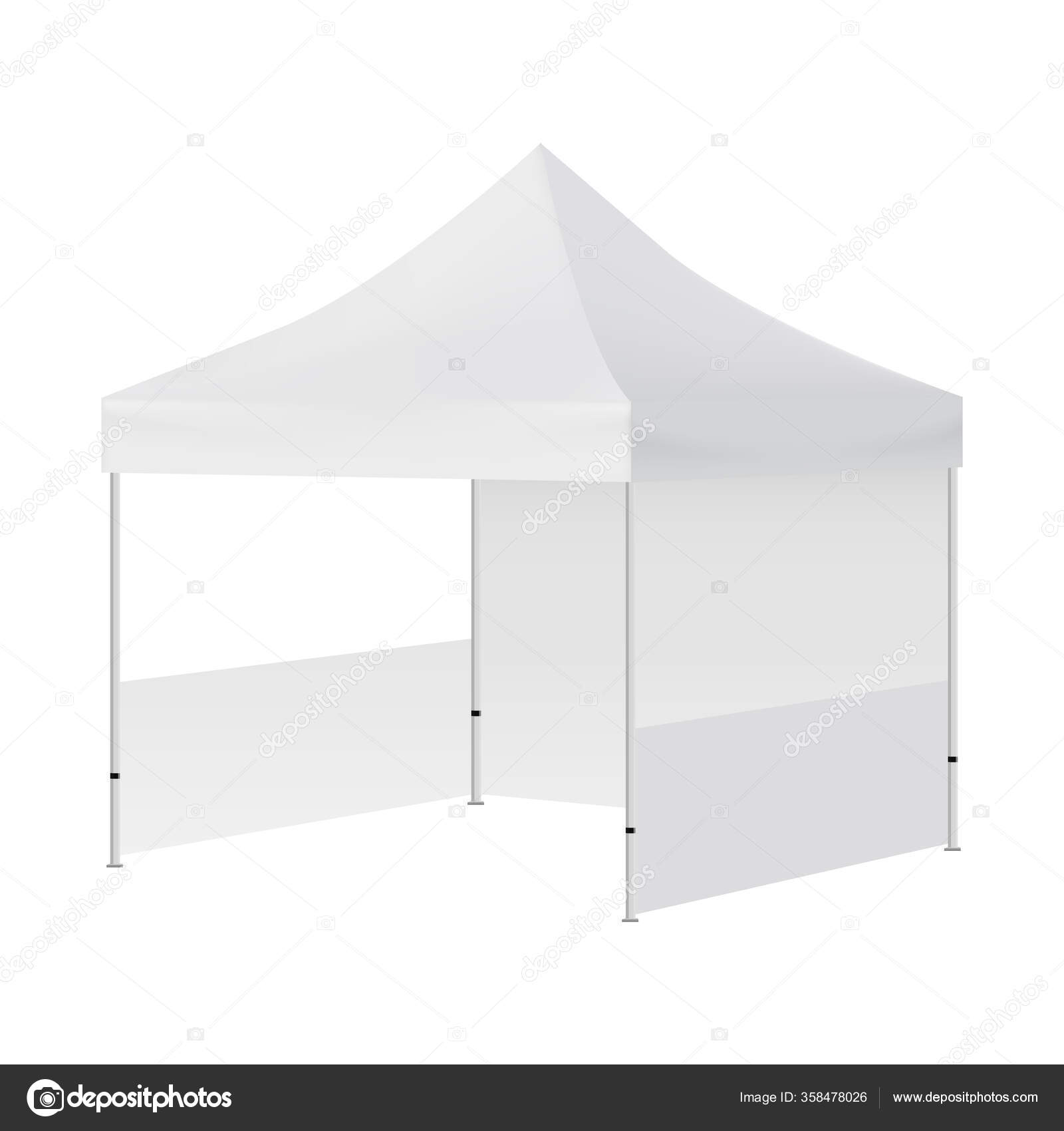 Display Tent Mockup Two Walls Isolated White Background Half Side Stock ...