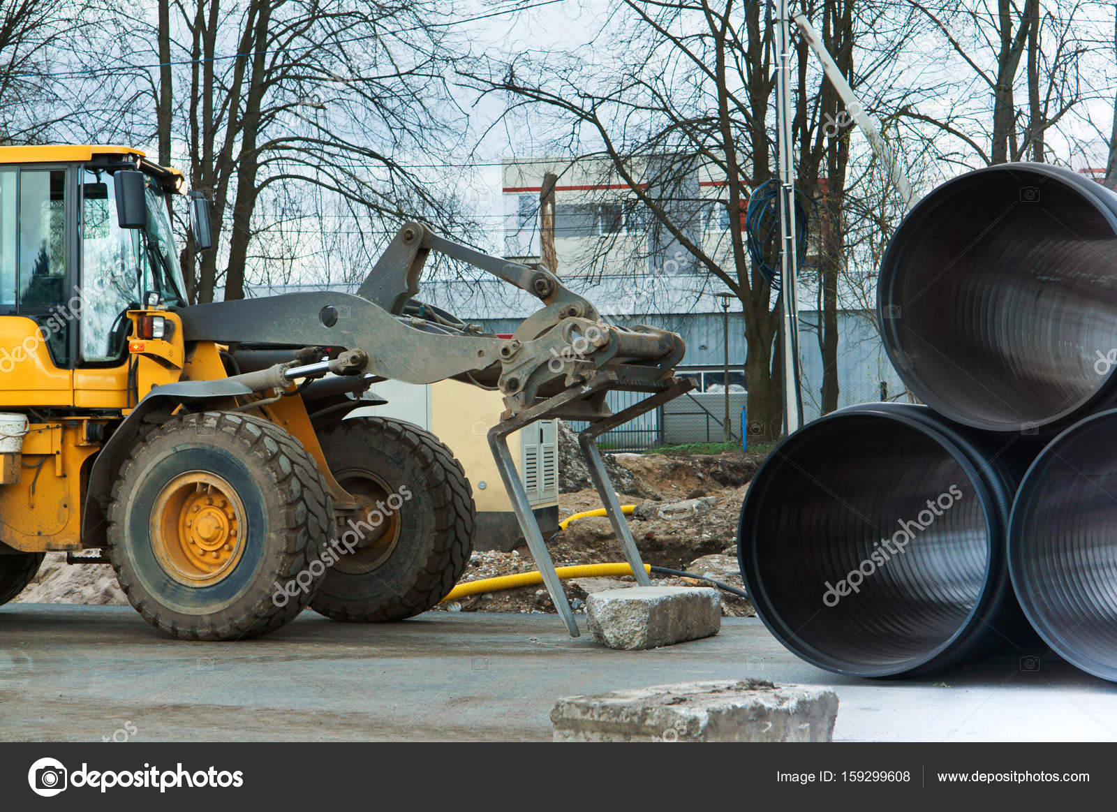 Pipe, loader, forklift, bulldozer, heavy, work, diameter, large Stock ...