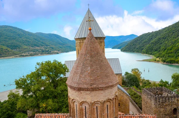 Ancient orthodox monastery complex Ananuri, Jinvali water reservoir ...
