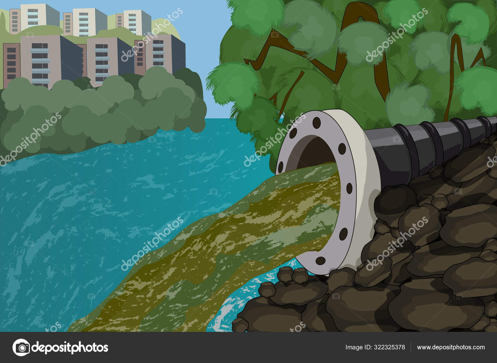 Sewage Pollution Cartoon