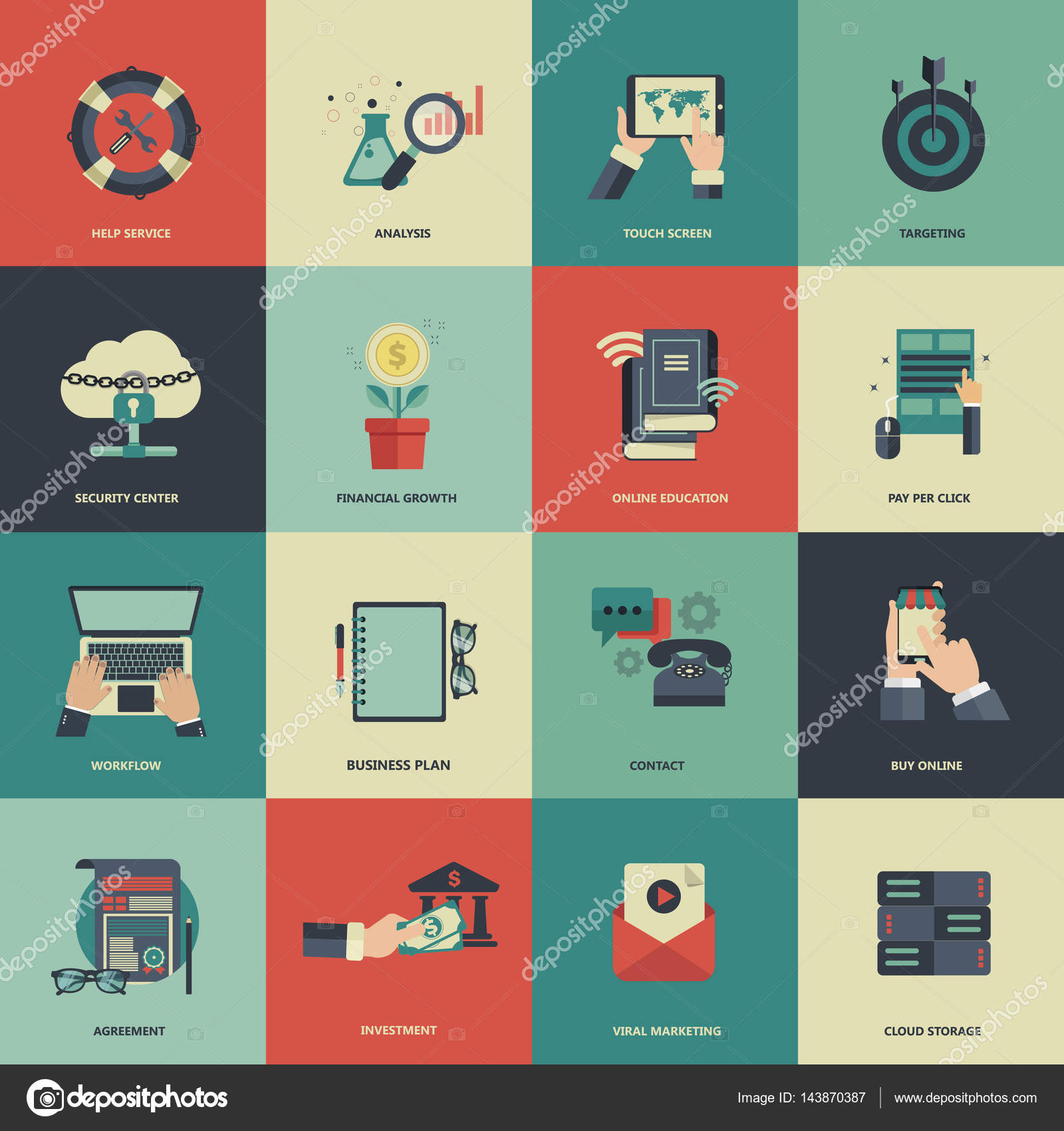 Business and management icon set for website development and mobile ...