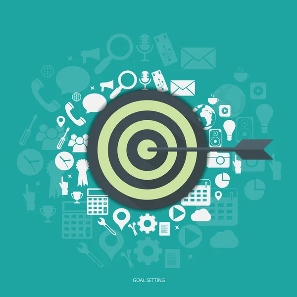 Goal Setting vector concept. Flat illustration of targeting and ... Goal Setting vector concept. Flat illustration of targeting and ...