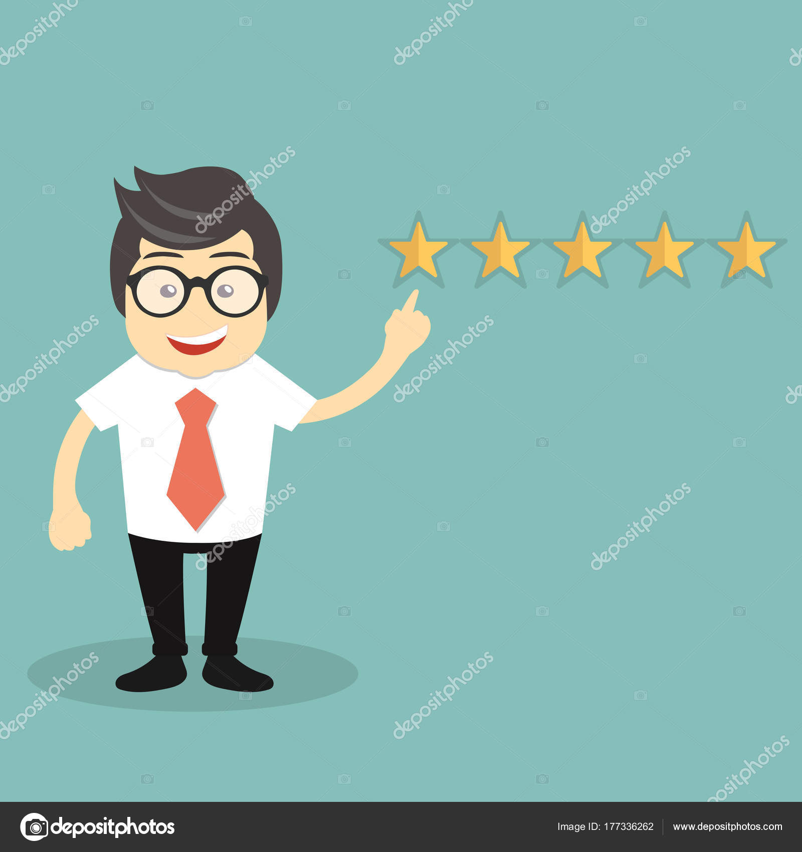 Valoración Ilustración Servicio Cliente Hombre Mostrando Cinco ...