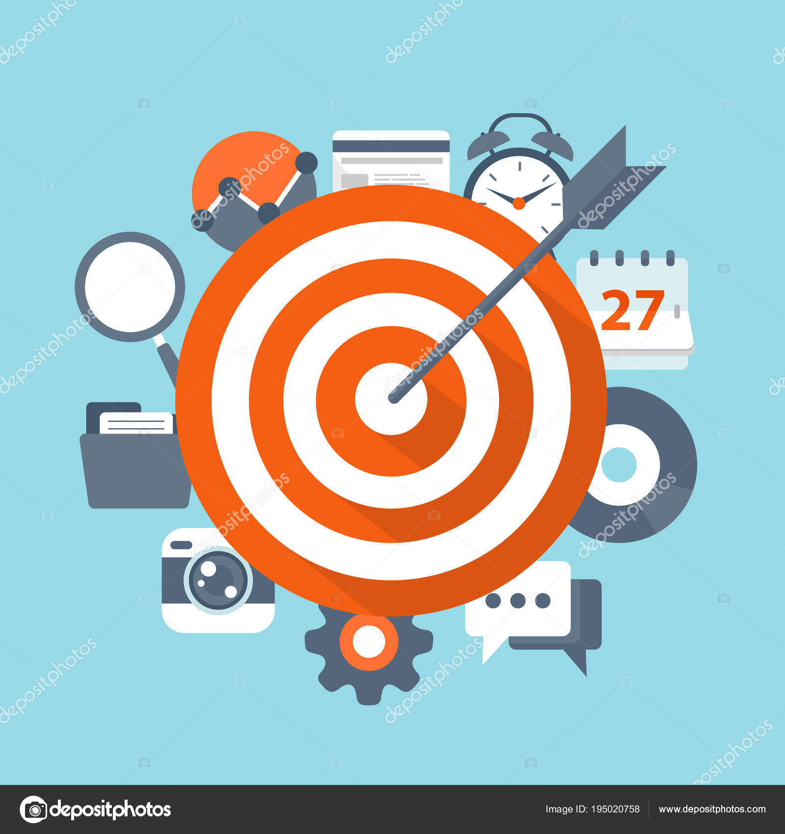 Goal Setting Vector Concept Flat Illustration Targeting Management ...