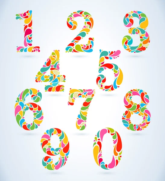 Floral colorful numbers set. — Stock Vector © Ostapius #51675545
