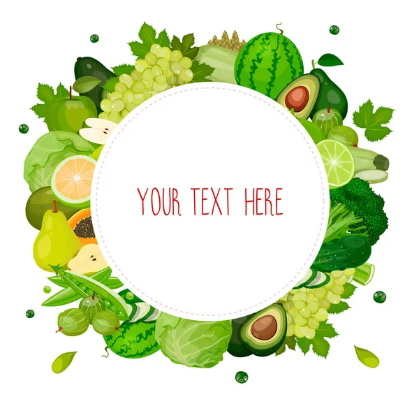 Round label with vegetable. Design template/frame/banner. Vector ...