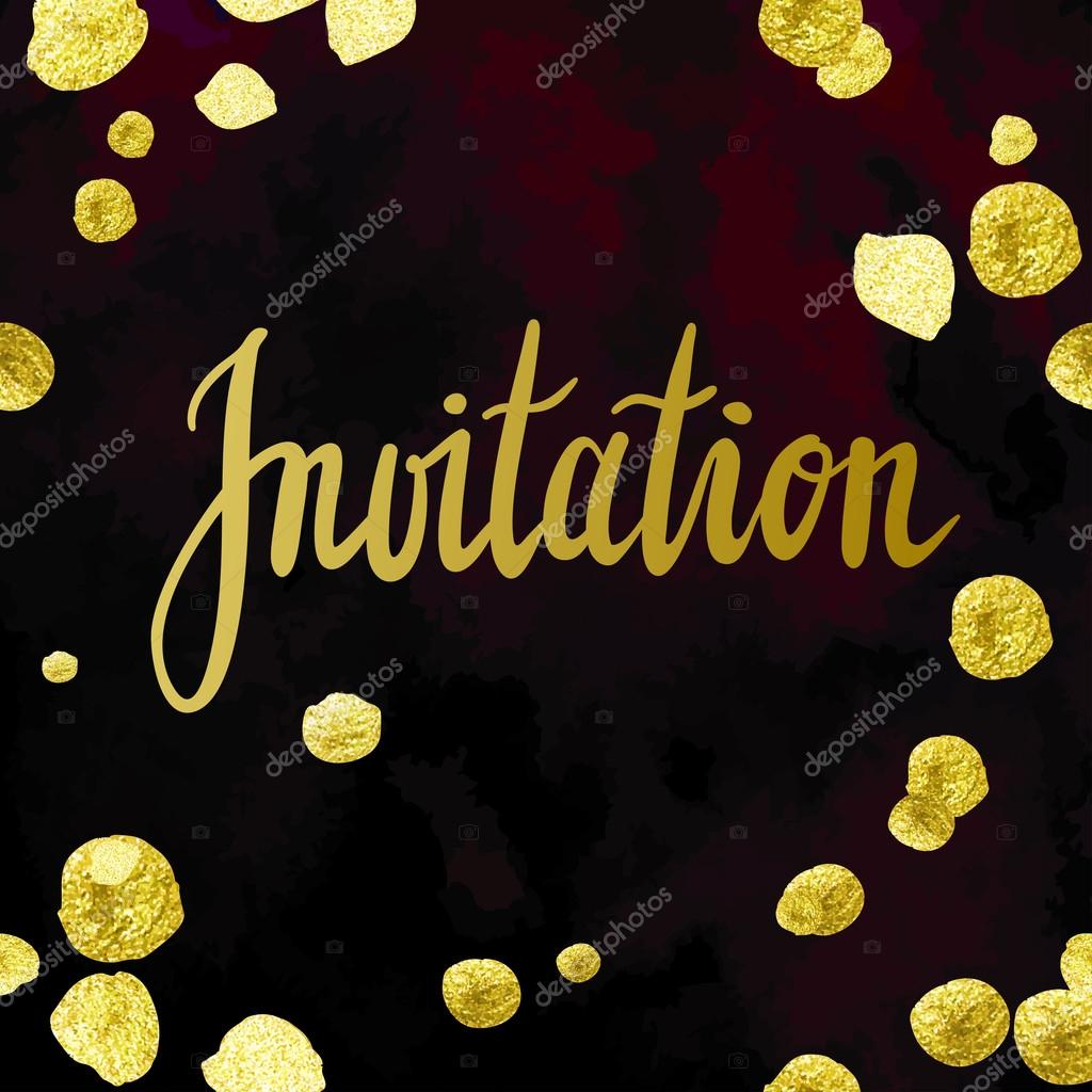 Trendy gold glitter invitation template Stock Vector Image by ©larissa ...