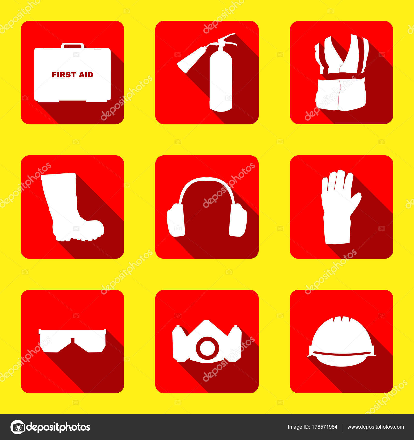 Occupational Safety and Health icons and signs set Stock Vector Image ...