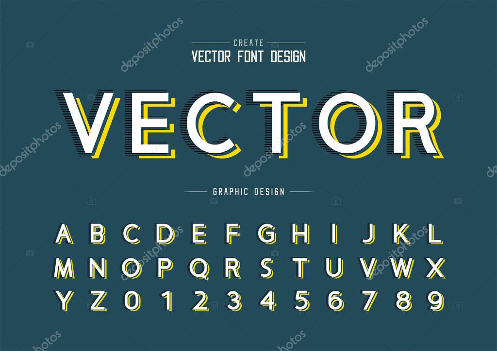 Fuente y alfabeto vector, Tipo de letra y número de diseño de línea ...