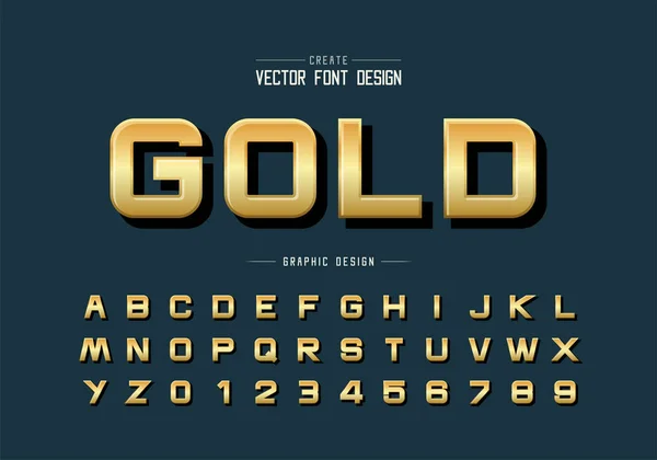 Gold Shadow Font Alphabet Vector Golden Bold Modern Typeface Letter ...