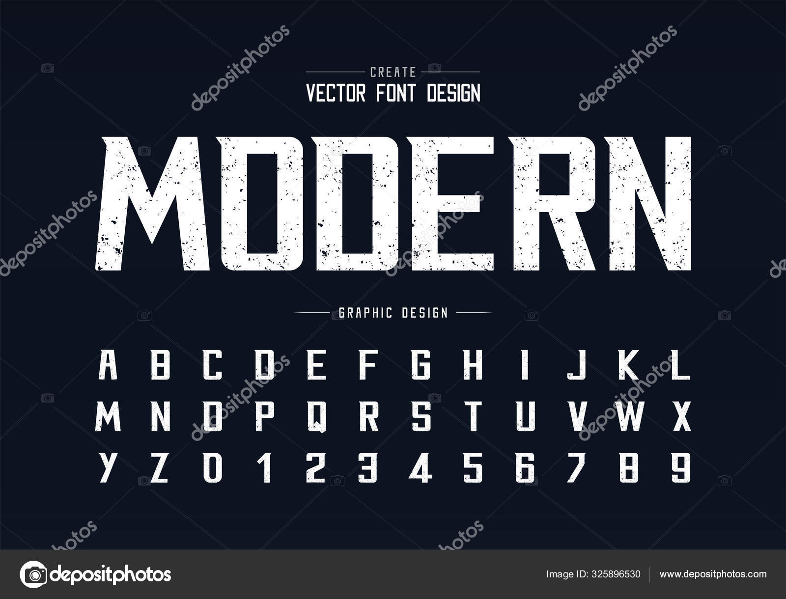 Texture Font Alphabet Vector Rough Bold Modern Typeface Letter Number ...