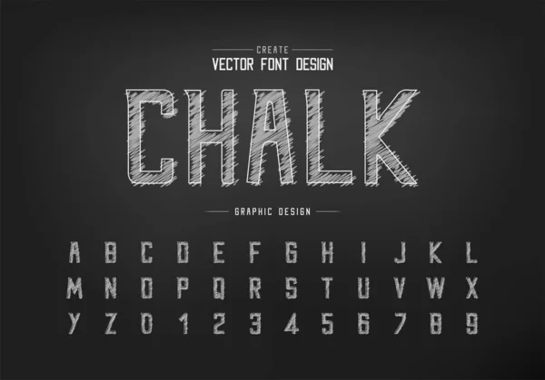 Sketch Font Alphabet Vector Chalk Typeface Number Design Graphic Text ...