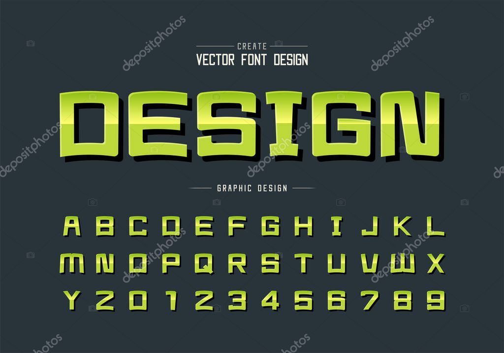 Fuente reflectante y vector de alfabeto de dibujos animados, letra ...