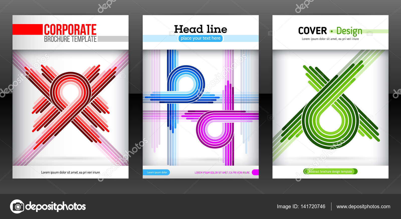 Set of backgrounds with flat dynamic pattern Stock Vector Image by ...