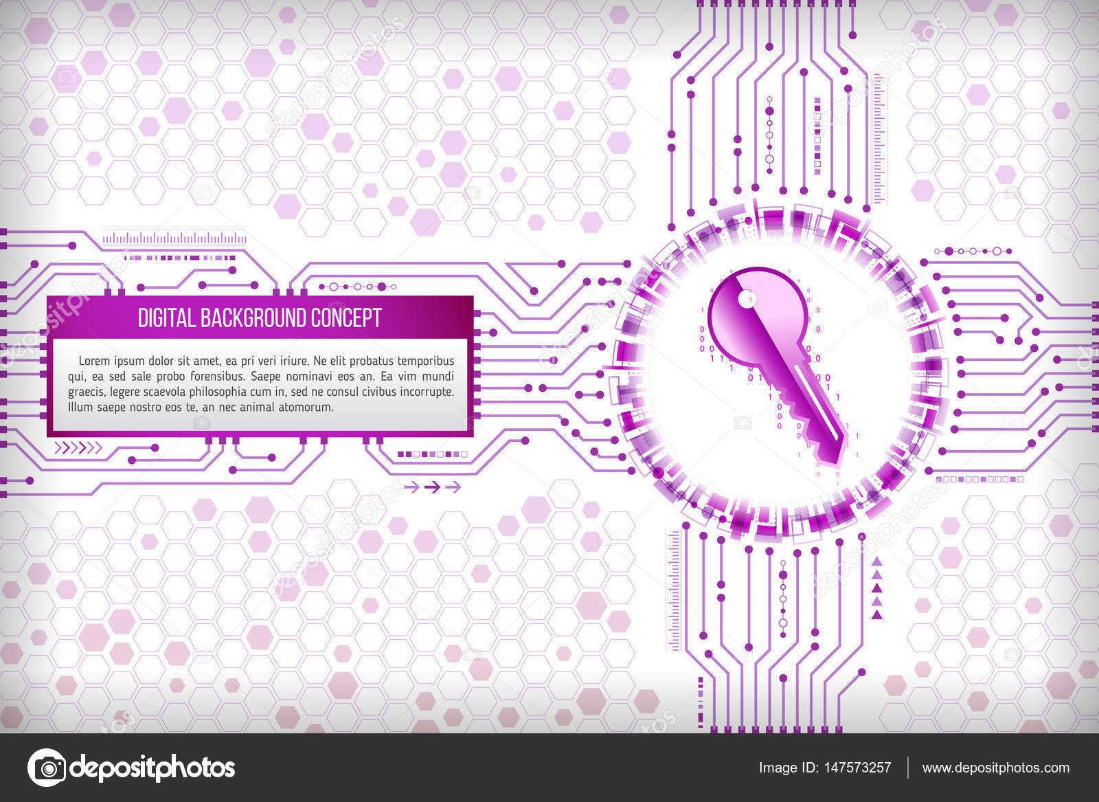 Digital technology concept of background with a key. Modern safety ...