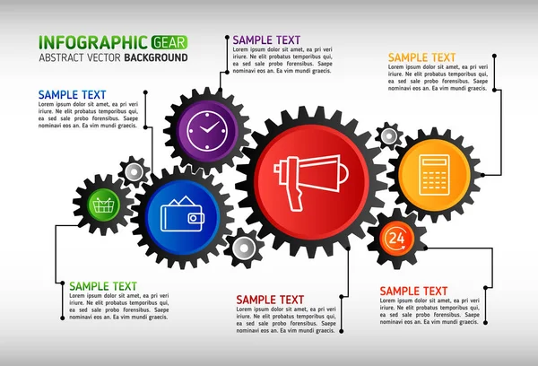 Abstract gears infographic. Mechanism with integrated gears for Stock ...