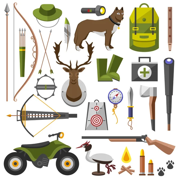 Flat Hunting equipment set. Stock Vector Image by ©Sonulkaster #113369958