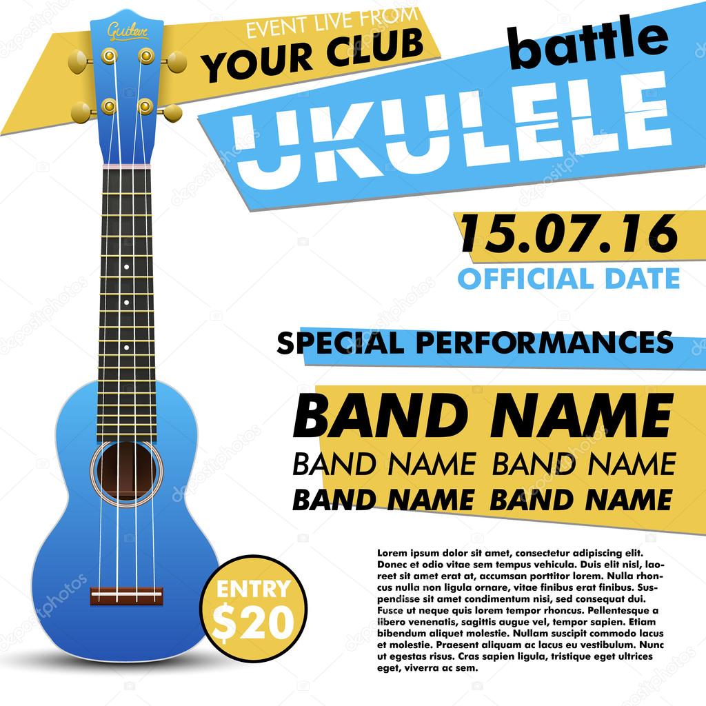 Ukulele show poster for your design battle live concert acoustic folk ...