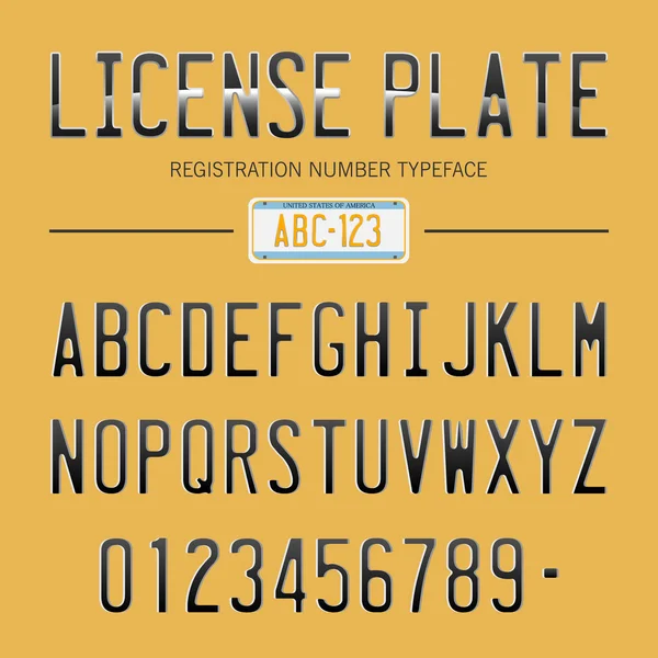 Modern License Plate font for registration numbers, with sample design ...