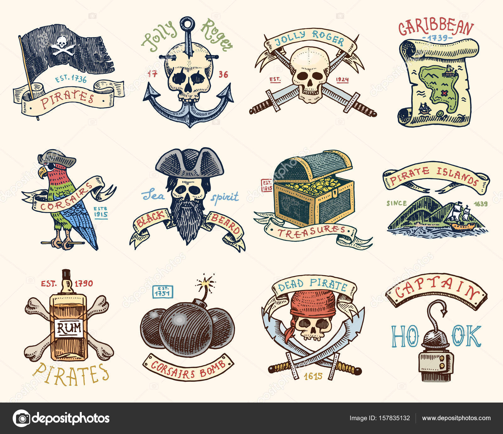 Pirate Rum Bottle Labels