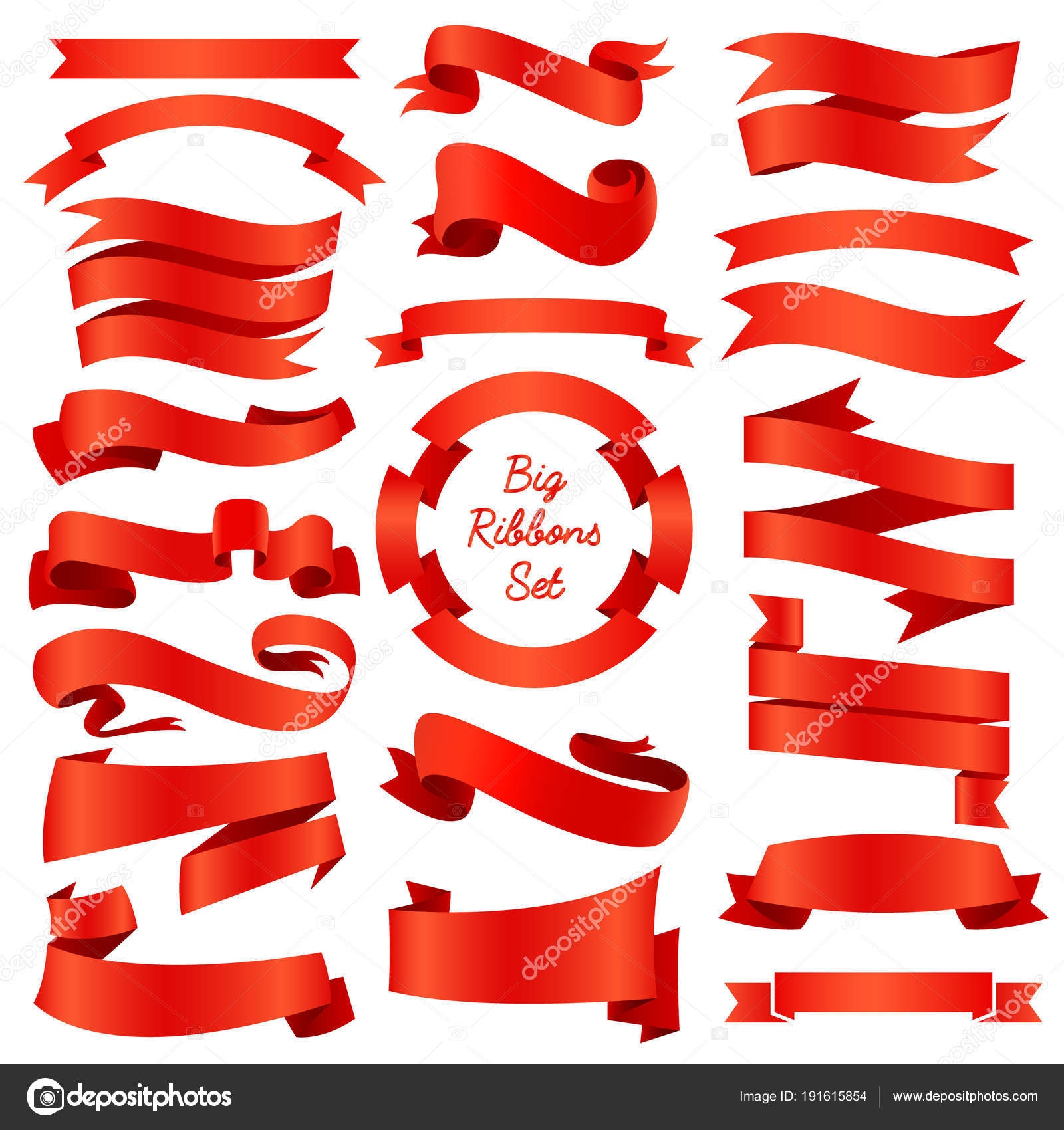 Ribbons banners, Illustration set and tape isolated on white background ...