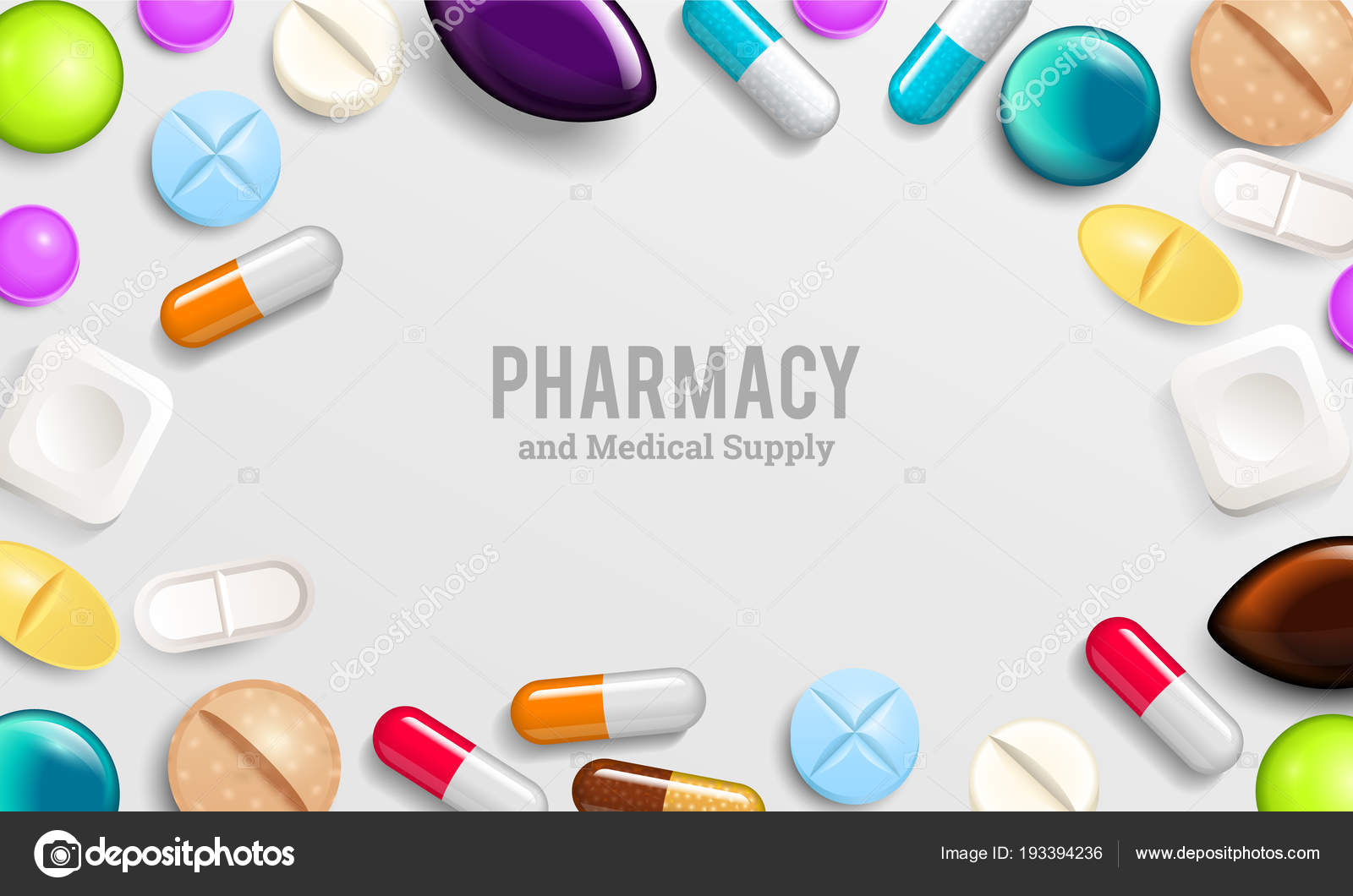 Pills background. Vitamin tablets for good health and antibiotic ...