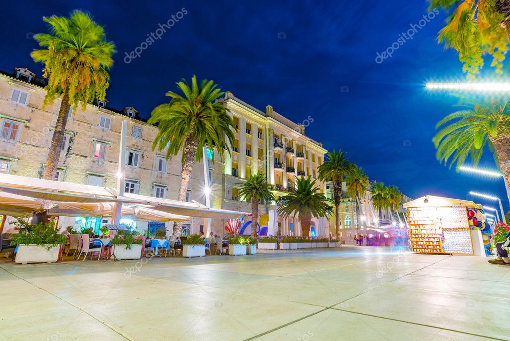 Split Old town Center promenade at night — Stock Editorial Photo ...