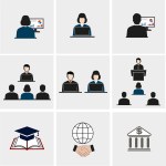 Working on computer vector icons set on gray Stock Vector Image by ...