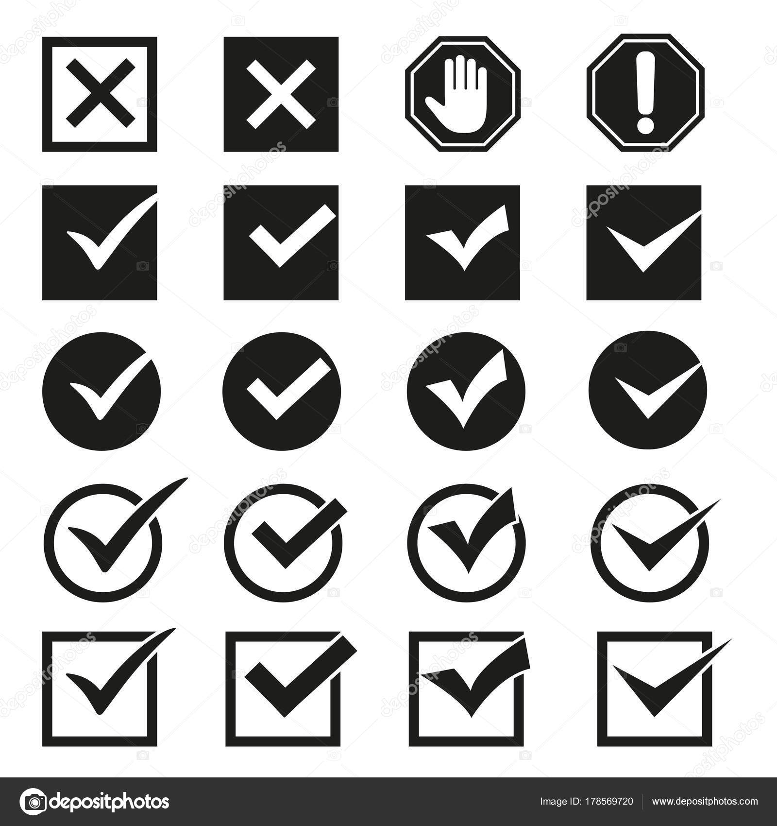 Check Mark Cross Icons White Background Stock Vector Image by ...