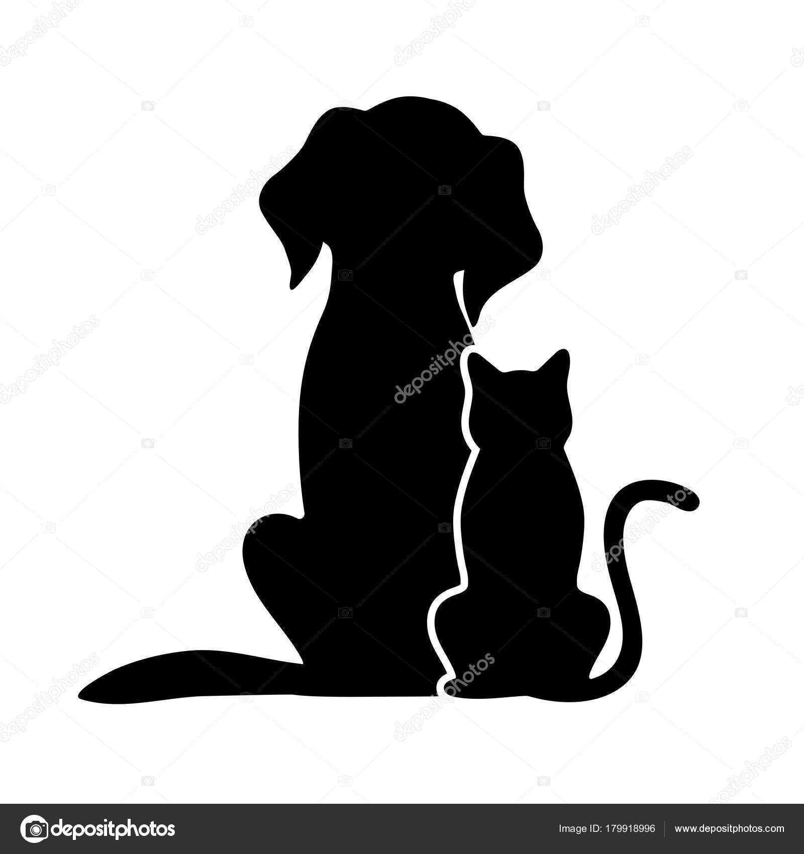 Perro Y Gato Siluetas De Logo Perro Y Gato Siluetas Vector De Icono Images