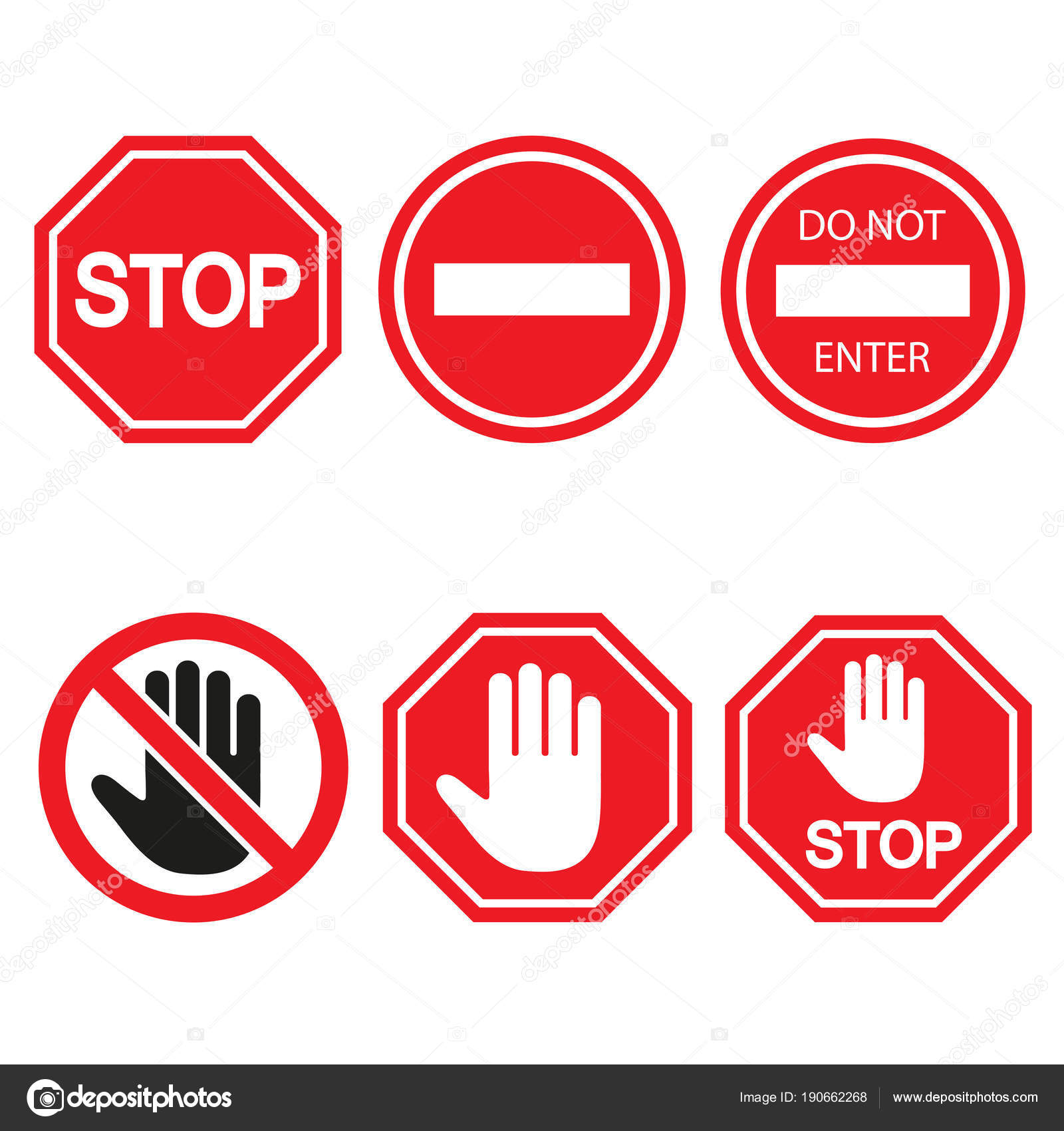 Stoppschild Gesetzt Isoliert Auf Weißem Hintergrund Vektor Stoppschild ...