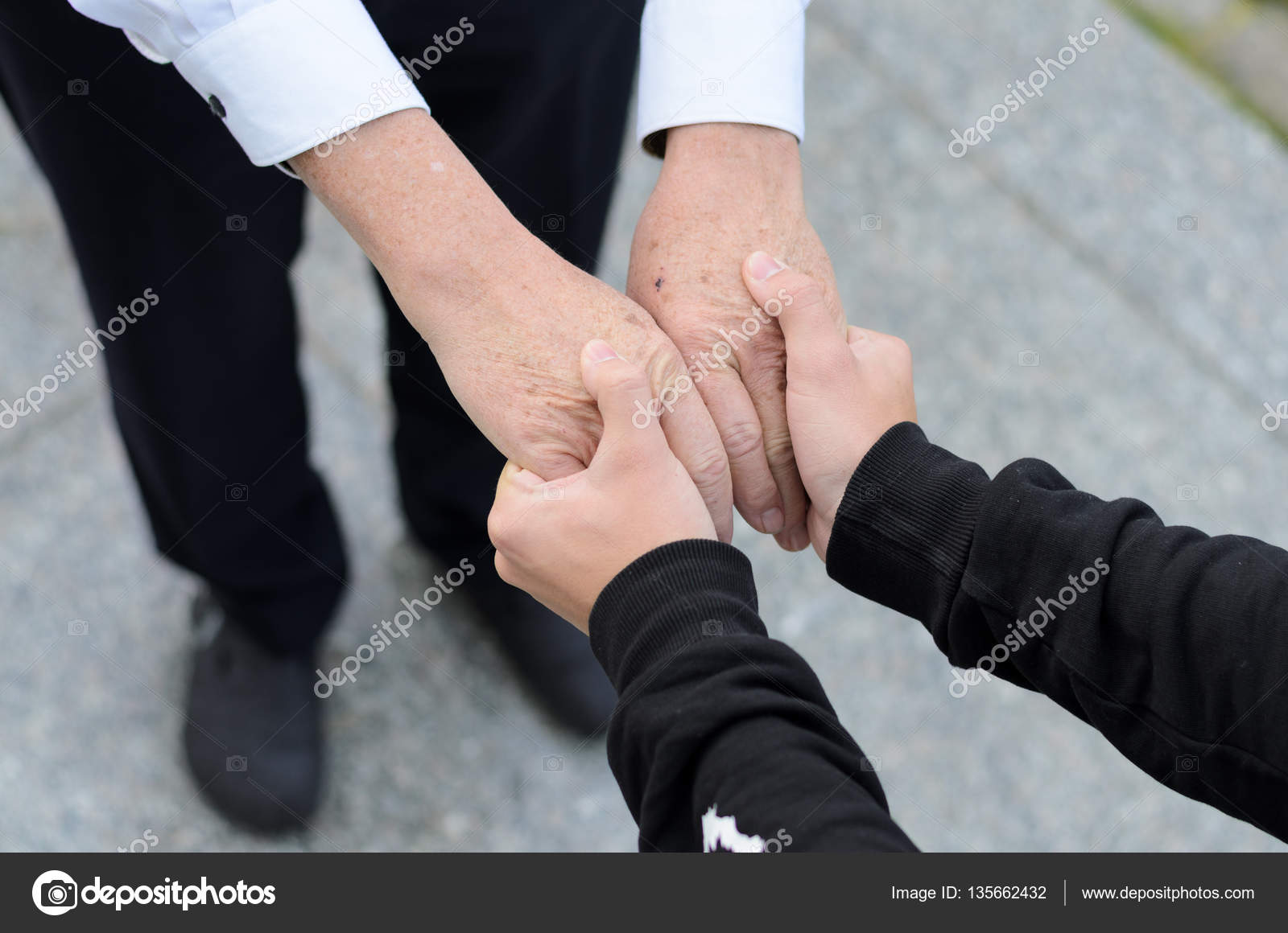Top down view of hands clasped between friends — Stock Photo © info ...