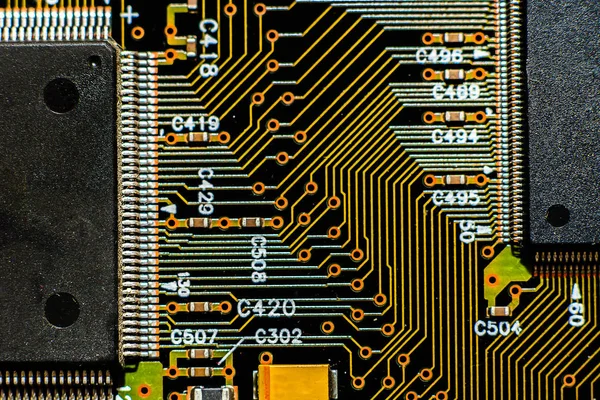Circuit board with microprocessors path - Stock Image - Everypixel